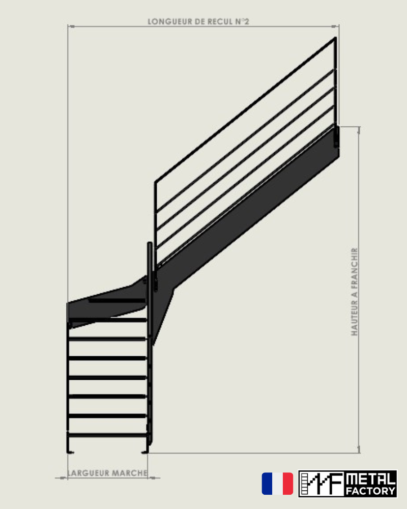 Escalier quart tournant full métal sur-mesure - Fabrication en France