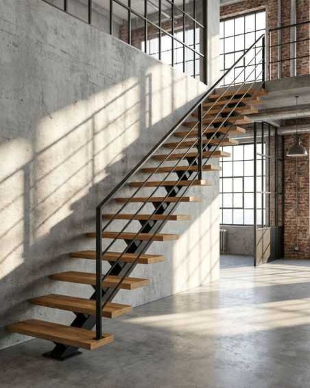 Escalier droit loft metal - Sur mesure